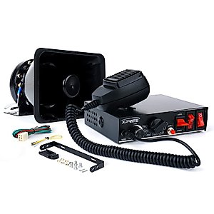 Xprite 200 Watt 8 Tones Emergency Warning Siren Speaker PA System Kit w/Handheld Microphone & Light Control Switches for Police Cars