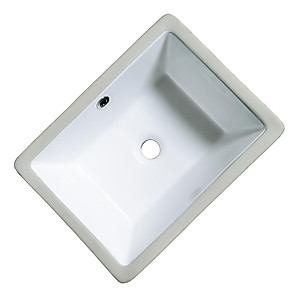 KINGWONG Small Undermount Bathroom Sinks Rectangular 16 Inch Bathroom Vanity Sink White Porcelain Vessel Sink Cabinet 15.75" x 11.82" Ceramic Wash Basin Sink With Overflow Tiny Lavamanos Para Baños