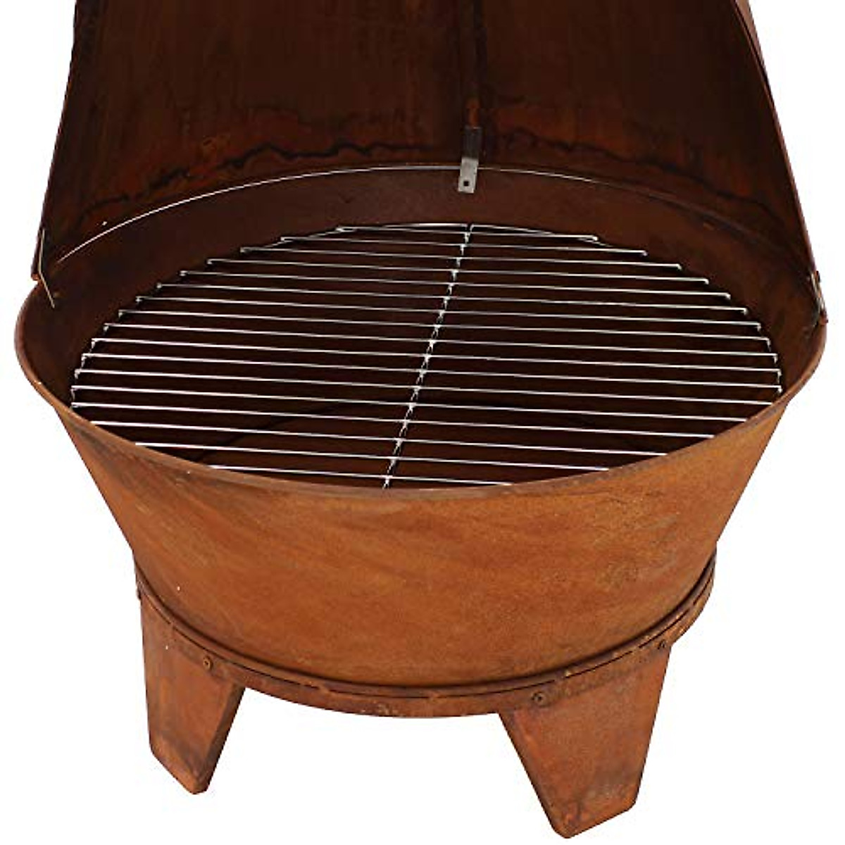 Sunnydaze 6-Foot Rustic Oxidized Cold-Rolled Steel Mexican-Style Chiminea - Rust Patina - Built-in Wood Grate