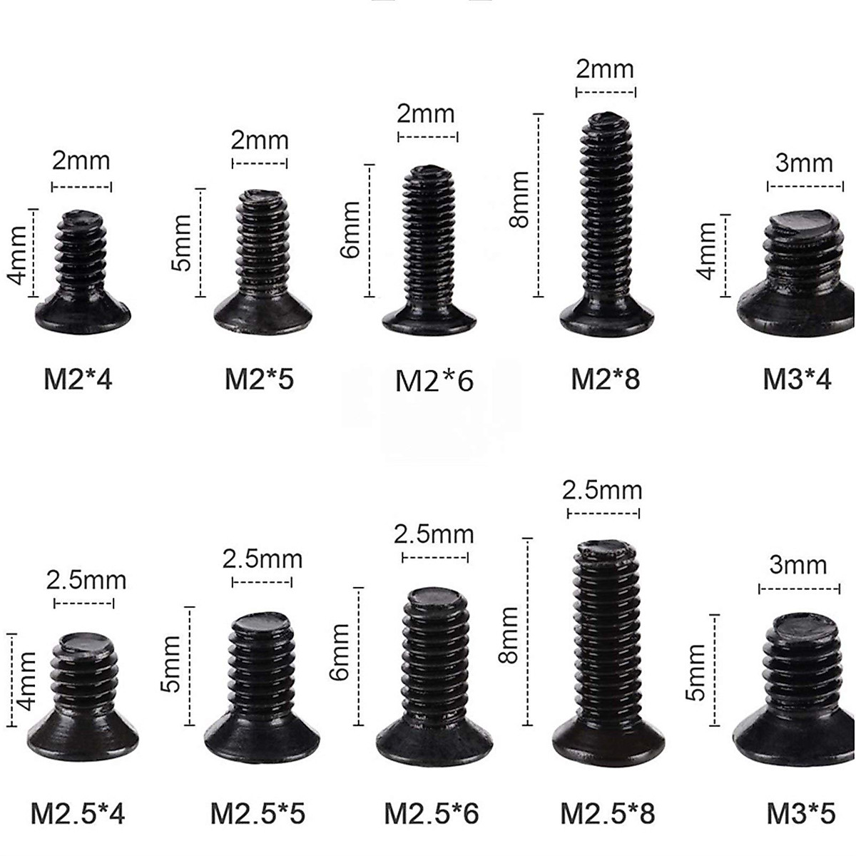 250Pcs/500Pcs M2 M2.5 M3 KM Screw Flat Head Phillips Screws Laptop Notebook Screws Set Kit for Computer Small Screw DaJiKan (Color : 250pcs Mix)