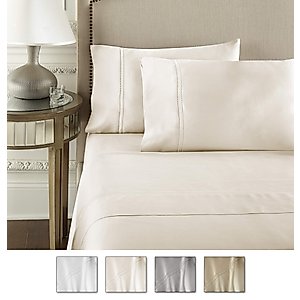 Pure Parima Luxury 100% CEA Certified Egyptian Cotton Sheet Bed Set, Extra-Long Staple, Cool, Breathable, Ultra Comfort, Double Hem-Stitched, Flat, Fitted, and 2 Pillow Cases (Ivory, King)