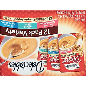 Delectables Bisque Lickable Wet Cat Treats - Chicken, Tuna & Shrimp, 12 count