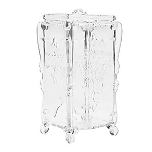 Cotton Pads Holder Organizer Swab Balls Box Holder Dispenser Storage Canister Cosmetic Pads Container for Bathroom Countertop Vanity (Transparent)