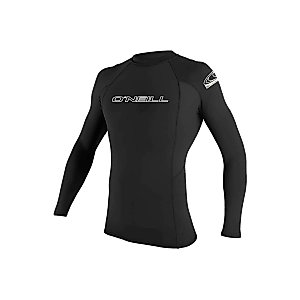 O'Neill Wetsuits Men's Basic Skins UPF 50+ Long Sleeve Rash Guard, Black, 2XL