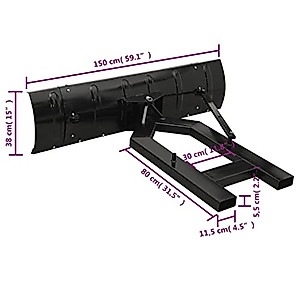 vidaXL Snow Plough for Forklift Home Garden Lawn Yard Driveway Sidewalk Pathway Snow Shovel Pusher Shield Blower Removal Plough Blade Black