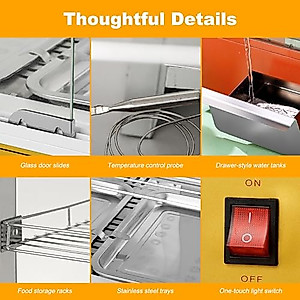 Food Warmer Display, 3-Tier Electric Food Warmer Commercial Countertop with Lighting and Glass Door, 500w Commercial Electric Warmer Display for Restaurant Small Heated Warming Box