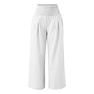 AopnHQ Black Casual Pant Yoga Pants Cotton Flared Sweatpants Black and White Striped Pants fold Over Yoga Pant Womens Elastic Waist Pants Summer Capri Casual Lightweight