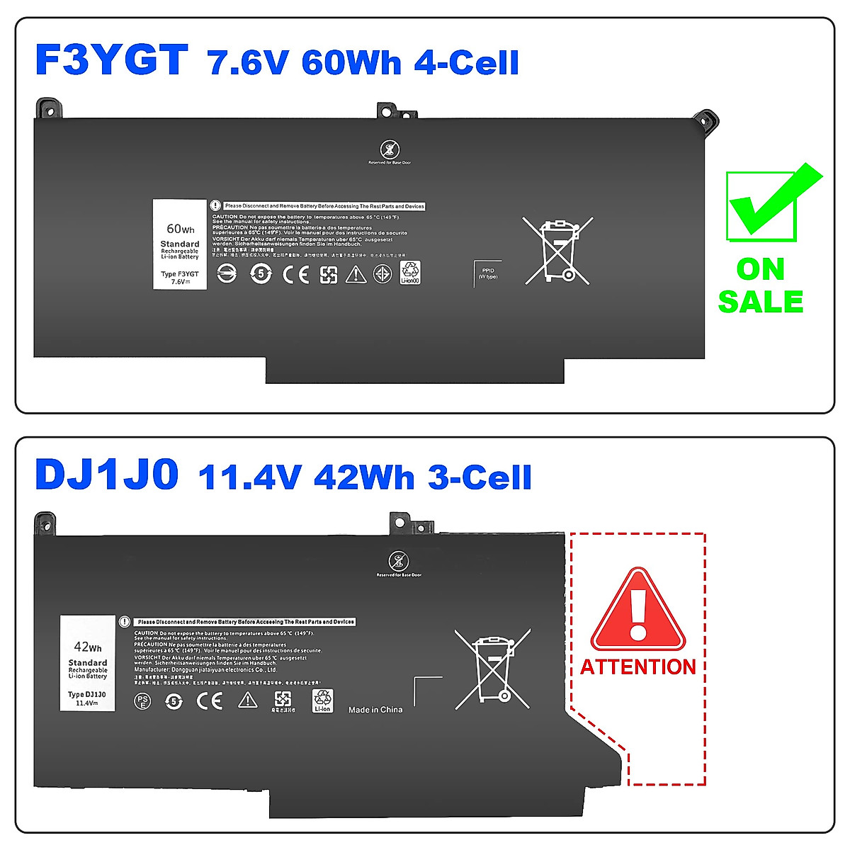VNYUNQWE F3YGT Latitude 7480 Battery 7490 Battery 60WH for Dell Latitude 12 7000 7280 7290/13 7000 7380 7390 P29S002/14 7000 7480 7490 P73G002 Series DM3WC KG7VF 2X39G P73G 451-BBYE 453-BBCF