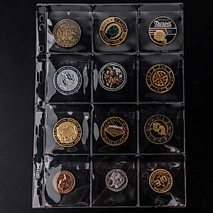 Coin Pocket Pages - 12 Pockets Standard 9-Hole Coin Pocket Inserts Collecting Sleeves for Coins 10 Sheets CS03112
