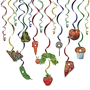The Very Hungry Caterpillar Butterfly Swirls Streamers - 20 Pcs Children's Reading Story Birthday Party Decorations.