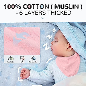 NLUS 10 Pack Muslin Baby Bibs for Teething and Drooling 100% Cotton Baby Bandana Drool Bibs for Baby Boys Girls, Solid Colors