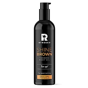 BYROKKO Shine Brown Premium Tanning Accelerator Oil (150 ml), XXL Tanning Oil for Outdoor Sun or Sunbed, Suntan Oil with Luscious and Fresh Orange Scent, Achieve a Natural Tan with Natural Ingredients