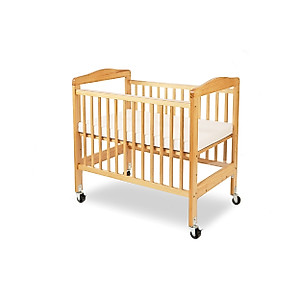 LA Baby Compact Non-Folding Wooden Window Crib, Natural