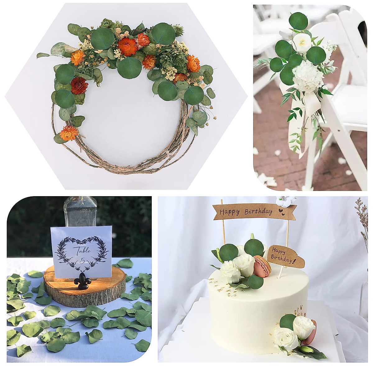 200+ Pcs Dried Real Eucalyptus Leaves, 100% Natural Preserved Bulk Silver Dollar Green Leaves Flower Girl Basket, Biodegradable Confetti for Weeding Registry Items, DIY Baby Shower Decor