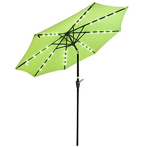 Yescom 9ft 32 Solar Powered LED Light Outdoor Patio Umbrella with 8 Rib Crank Tilt for Table Market Beach Yard Cafe Deck