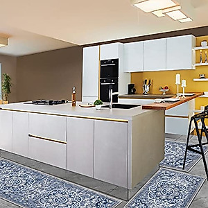 Ileading BohoRugs Sets 3 Piece with Runner Floral Carpet Farmhouse Mats Non Skid Washable for Kitchen Floor Office Sink Laundry