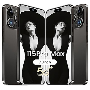 Original Unlocked Mobile Phones for i15 Pro Max, 16GB RAM 1TB ROM Global Version Smartphone, 7.3INCH HD Full Screen, Triple Camera Android Cellphones,Black-1TB