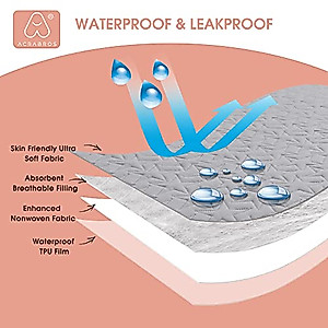 ACRABROS Pack n Play Sheets Fitted,2 Pack Waterproof Mini Crib Mattress Protector, Playard Sheets for Boys and Girls, Universal Fit Quilted Padded Ultra Soft,Gray & Pink