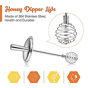 AIEVE Mason Jar Honey Dipper Lid, 2 Pack Honey Dispenser with Canning Lid, Metal Honey Stirrers Lids, Honeycomb Stick Wand for Regular Mouth Mason Ball Kerr Jars Honey Pot Containers