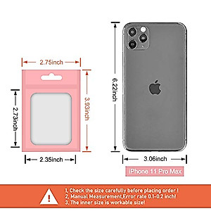 EONJOE 100-pack mylar packaging bags for small business sample bag smell proof resealable zipper pouch bags jewelry food Lip gloss eyelash phone case bracelet keychain package supplies etc -front frosted window -cute (Pink, 2.75×3.93 inches)