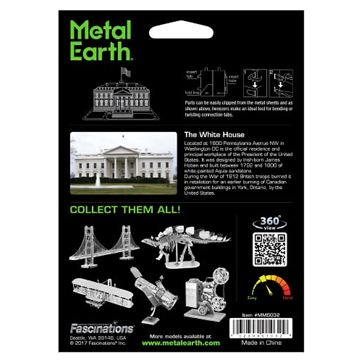 Metal Earth White House 3D Metal Model Kit Bundle with Tweezers Fascinations