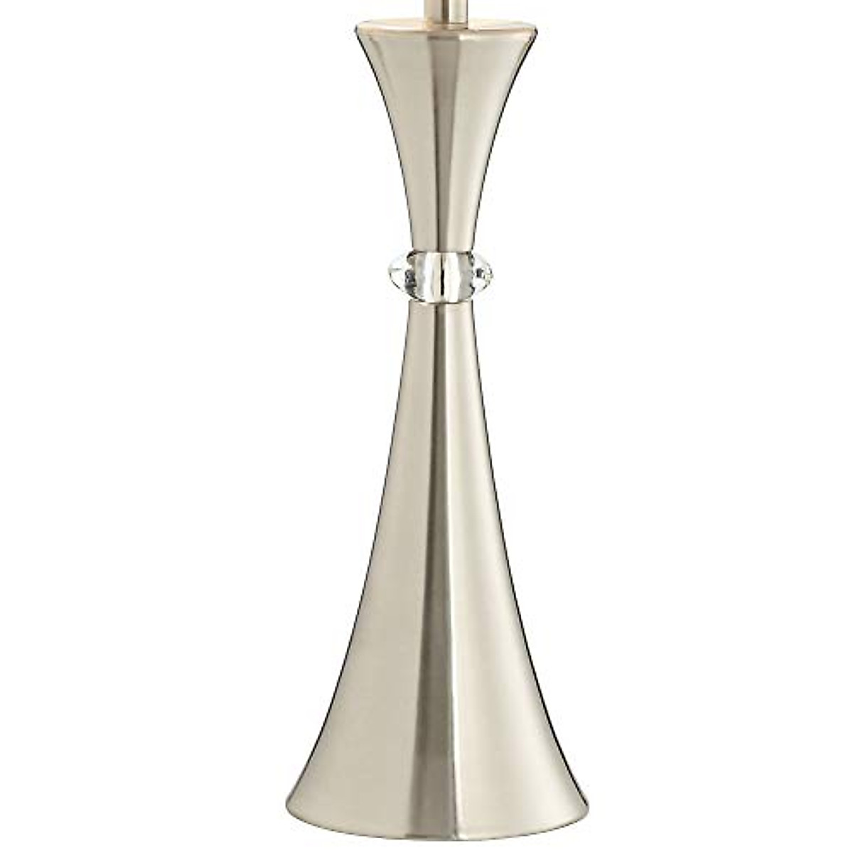 360 Lighting Rachel 28" Tall Concave Column Modern Table Lamps Set of 2 Pull Chain WiFi Smart Socket Silver Metal Living Room Bedroom Bedside Nightstand House Office Home Reading White Shade