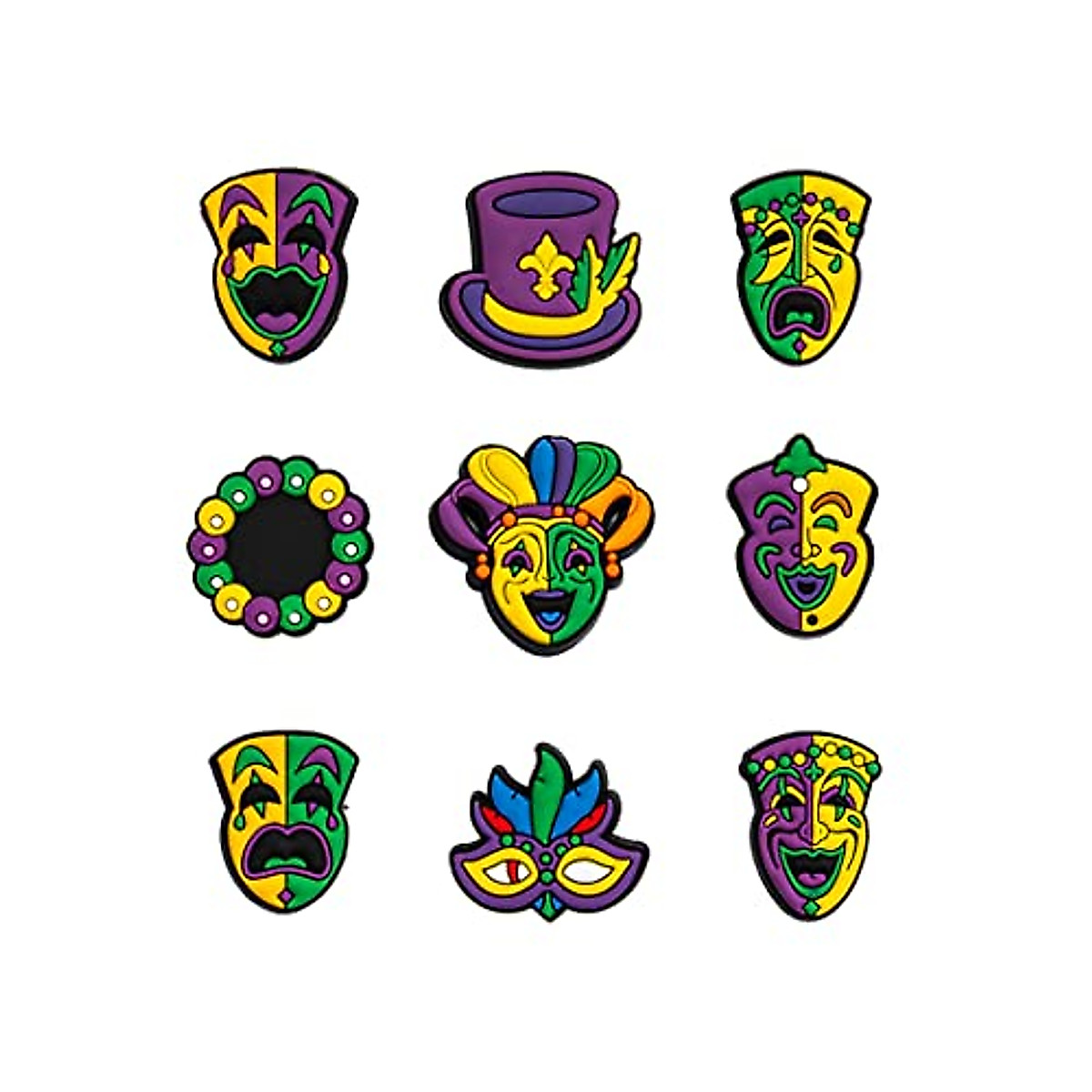 27 PCS Mardi Gras Croc Charms Fit for Clog Sandals Slippers, Mardi Gras Decorations Cute Croc Charms Mardi Gras Decor Mardi Gras Mask Favor Birthday Party Mardi Gras Gifts for Kids Men Women