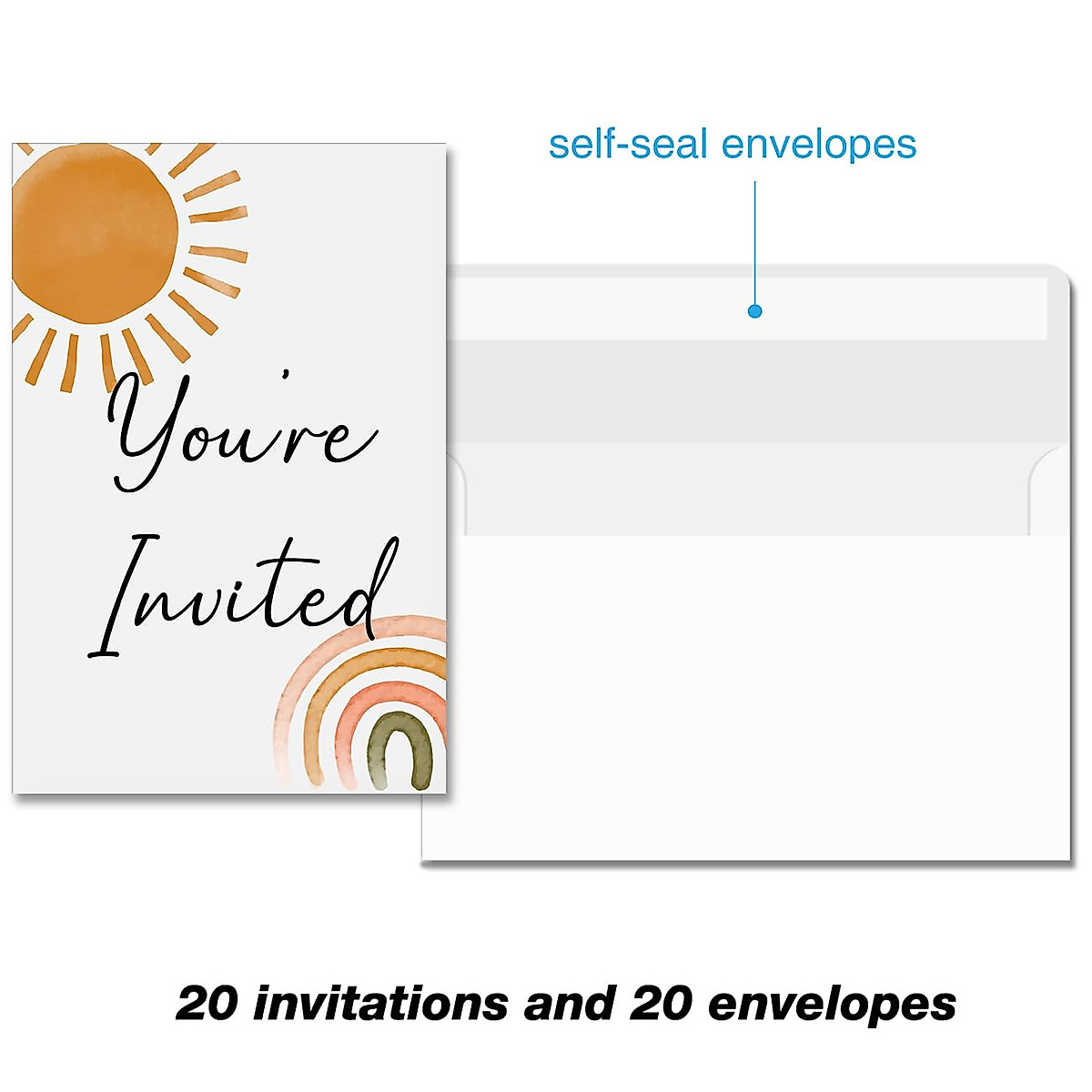 Boho First Trip Around the Sun 1st Birthday Party Invitations with Envelopes Set of 20 Bohemian Sunshine Sun First Birthday Invites Fill in Blank