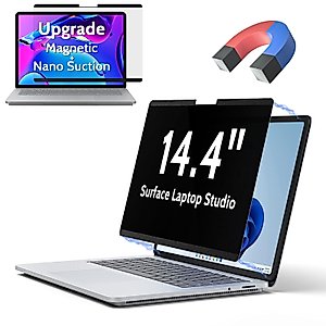 Peslv Magnetic Privacy Screen for Microsoft Surface Laptop Studio 2/1 14.4-Inch, Removable Anti Blue Light Glare Filter, Black Security Private Spy Block Protector