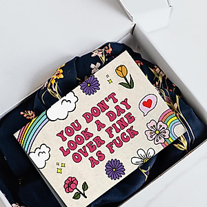 SuperShunhu Funny Birthday Card for Her, Birthday Gift for Girlfriend Wife, Happy Birthday Card for Friend Bestie, You Don’t Look A Day Over Fine AF Card