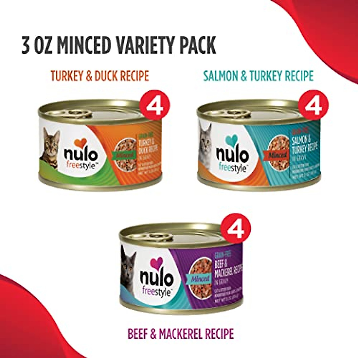 Nulo Freestyle Cat and Kitten Minced Wet Canned Food, Premium All Natural Grain-Free Shredded Wet Cat Food, Protein-Rich with Omega 6 and 3 Fatty Acids to Support Skin Health and Soft Fur