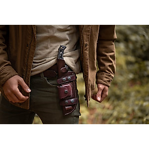 GCS Knives Handmade D2 steel tracker knife with Pure leather sheath Fire starter 6 inch (20,000 strikes) and sharpening stone