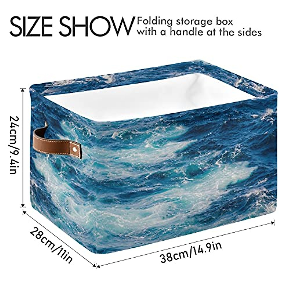 TropicalLife Rectangular Storage Bin Cube Ocean Sea Beach Foldable Organizer Basket with Handles, Hawaii Theme Collapsible Storage Box for Kids Toy Shelf Closet Nursery