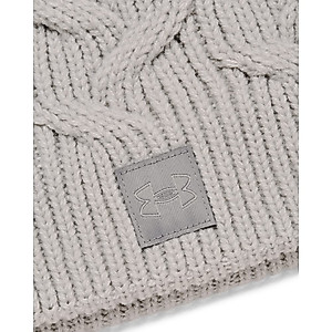 Under Armour womens Halftime Cable Knit Beanie , (592) Ghost Gray / Tin / Ghost Gray , One Size Fits All