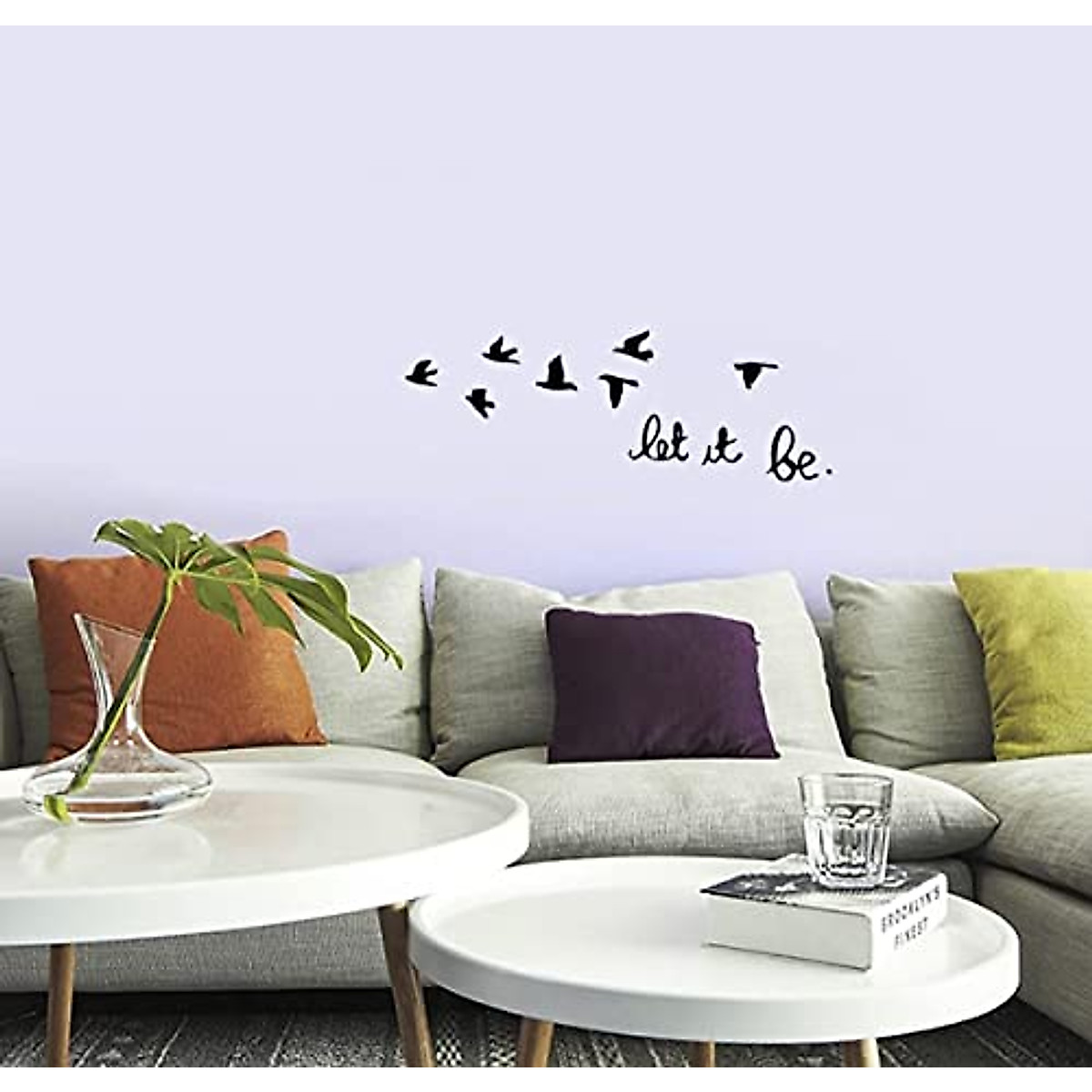 Let It Be Wall Decal Beatles Music Wall Sticker Birds Fly Room Art Decoration Lettering Stickers Home Decor(22.4"x7")