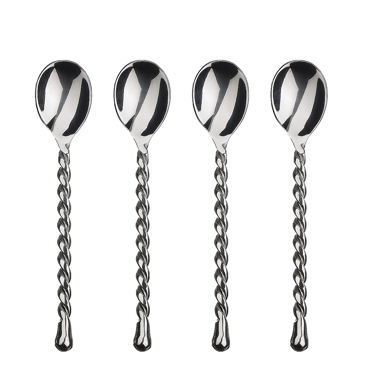 Gourmet Settings 4-Piece Mini Spoons Set-Silver Tear Collection Polished Small Stainless Steel Teaspoons, Demitasse Espresso Cutlery, Dishwasher Safe