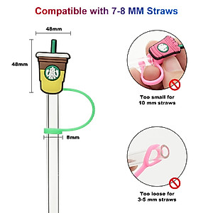 KEUYE Straw Cover Compatible With Starbucks Cup, 7Pcs Reusable Drinking Straw Cover, Splash Proof Straw Cover Cap, Straw Covers Cap for Tumbles,Cups Accessories (7-8MM-7PCS).