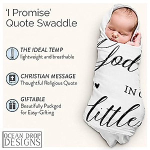 Ocean Drop 100% Cotton Muslin Swaddle Baby Blanket - God’s Grace’ Quote with Gift Box for Baptism, Christening Gift, Godson, Goddaughter, Neutral, Baby Shower – Super Soft, Breathable, Large 47x47”