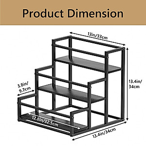 ZGO 3 Tier Coffee Syrup Rack for Coffee Bar, Water Bottle Organizer for Cabinet, Simple Syrup Bottles Coffee Station Organizer for Countertop, Coffee Bar Accessories and Organizer(Black)