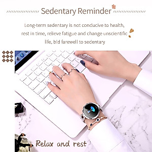 Thafikzi Smartwatch for Women Compatible for iPhone Samsung Android iOS Phones. Smart Bracelet with Female Menstrual Cycle Heart Rate Blood Pressure Remote Photography Waterproof Pedometer (Gold)