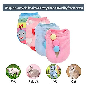 POPETPOP Warm Pet Shirts 4pcs Small Dog Winter Clothes Rabbit Warm Clothes Coral Fleece Animal Vest T-Shirt Warm Bunny Rabbit Apparel for Cat Puppy Kitten Ferret Chihuahua