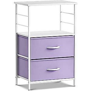 Sorbus Kids Dresser with 8 Drawers and 2 Drawer Nightstand Bundle - Matching Furniture Set - Storage Unit Organizer Chests for Clothing - Bedroom, Kids Rooms, Nursery, & Closet (Purple)