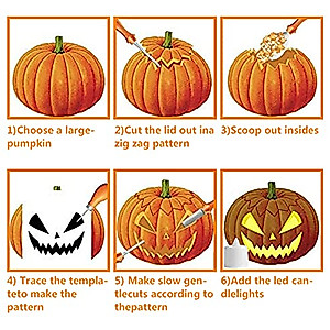 Halloween Pumpkin Carving Kit, Halloween Jack-O-Lanterns 13 Piece Professional pumpkin cutting supplies tools Kit with 6 Pumpkin LED Candles, Pumpkin Carving Kit for Kids and Adult