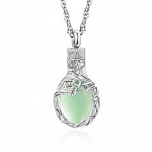 Tree of Life Urn Necklace for Ashes Teardrop Cremation Jewelry with Crystal Love Memorial Jewelry Ash Holder Birthstone Necklaces for Ashes Remembrance Funeral Pendant