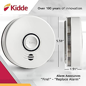 Kidde Smoke Detector, 10-Year Battery, Photoelectric Sensor Wire-Free Interconnect Smoke Alarm, Voice Alert, White, 2 Count