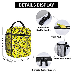 qaxcdmky Little Yellow Duck Insulated Lunch Bag, Oxford Cloth, Keeps Food Hot/Cold