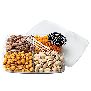 4 Section Nuts Gift Basket | Freshly Roasted Assorted Nuts Party Tray | Healthy Snack Gift Box for Birthday, Friends, Men & Women - Oh! Nuts