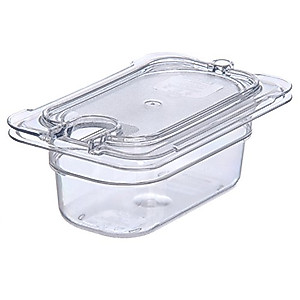 Carlisle FoodService Products 10337U07 StorPlus Ninth Size Polycarbonate Universal Flat Surface Notched Food Pan Lid, Clear (Pack of 6)