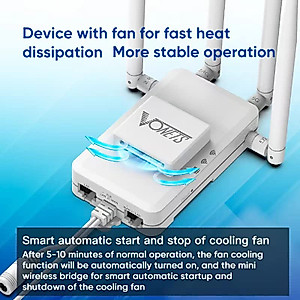 VONETS VAR1200 Industrial Gigabit Dual Band WiFi Bridge/Router 1200Mbps WiFi to Ethernet Adapter with Intelligent Fan, 3 Gigabit Port, POE, DC/USB Powered for Industrial Network Medical Device