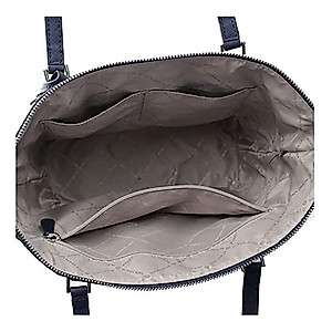 Michael Kors Charlotte Large Top Zip Tote (Navy/Silver Hardware)